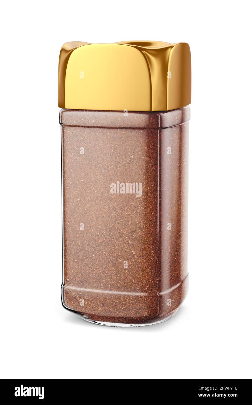 Jar of ground coffee without label isolated on white background. 3D ...