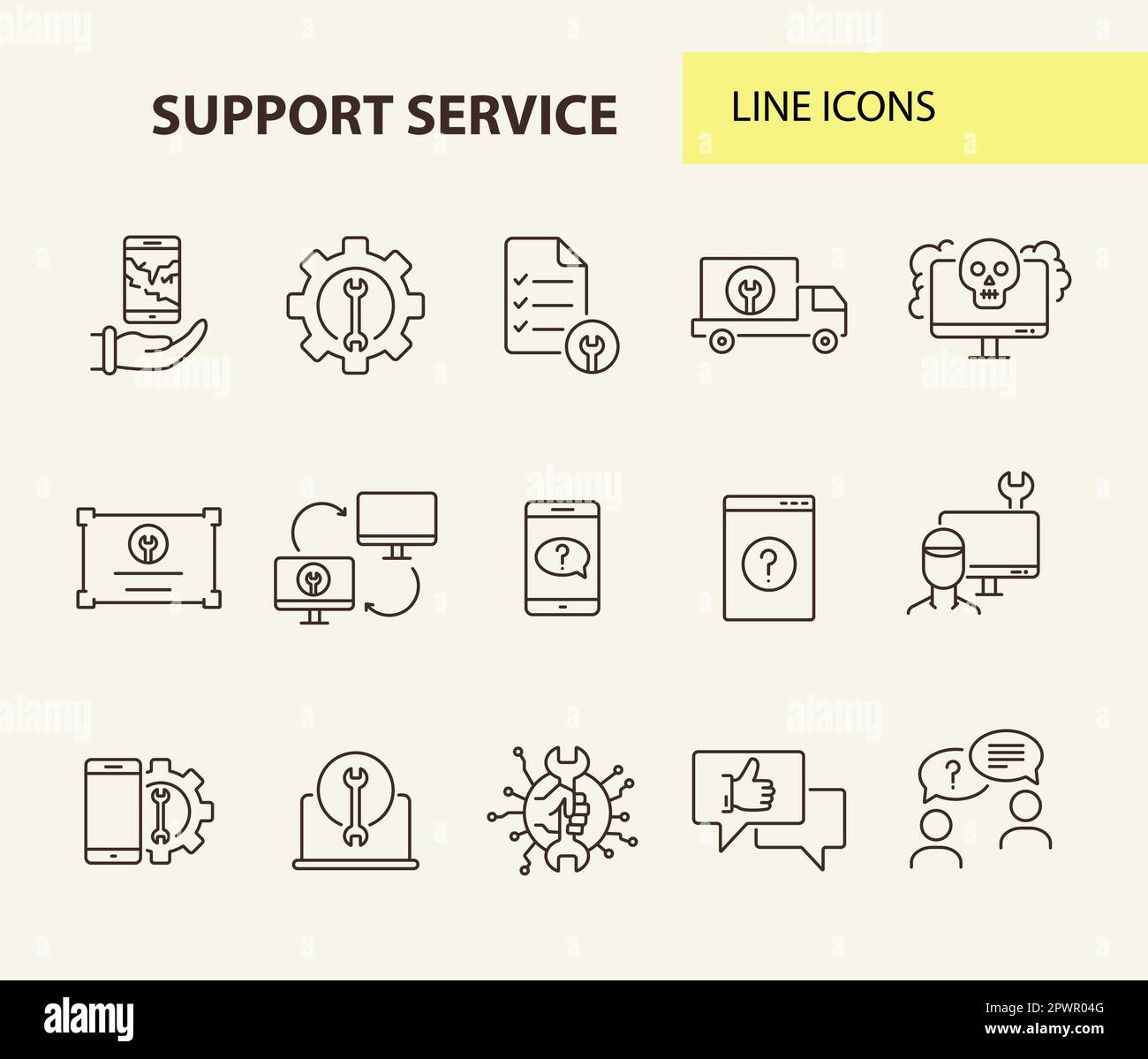 Support service line icon set Stock Vector Image & Art - Alamy