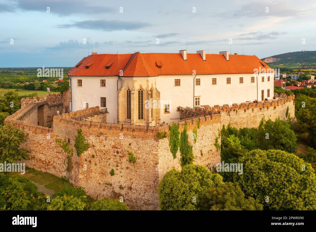 Aerial view about Castle of Siklós, which located at the southern foot ...