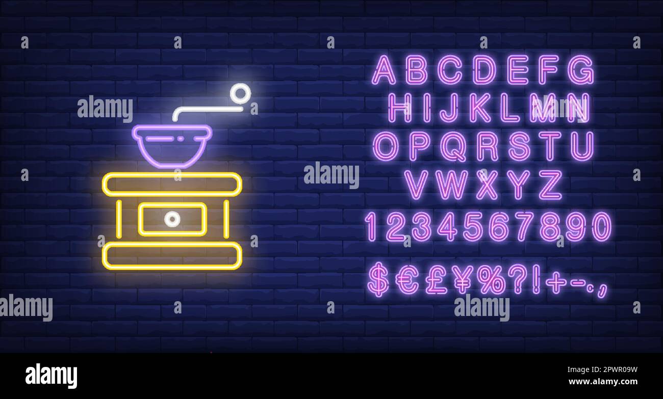 Manual coffee grinder neon sign Stock Vector Image & Art - Alamy