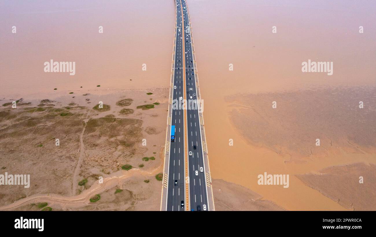 NINGBO, CHINA - MAY 1, 2023 - An aerial photo shows the Hangzhou Bay ...