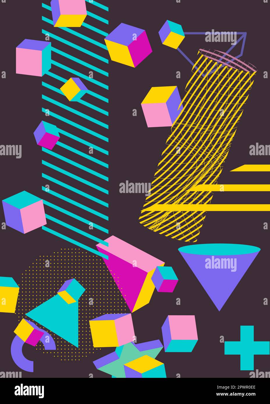 Vintage abstract geometric shapes template. Geometrical graphic ...