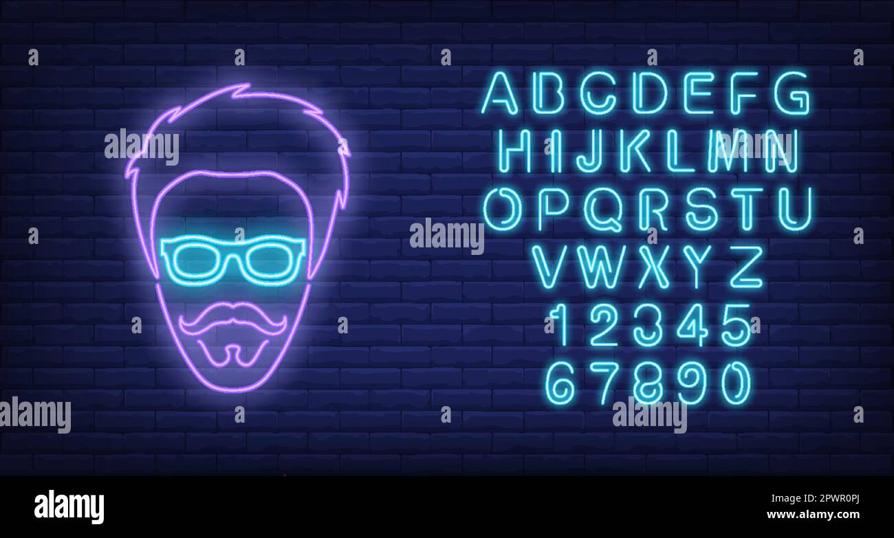 Stylish man face neon sign Stock Vector Image & Art - Alamy