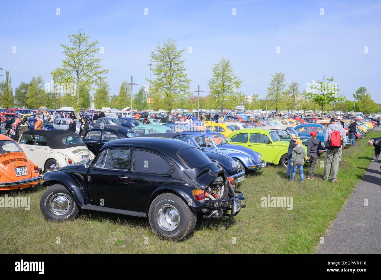 Hanover, Germany. 01st May, 2023. Many Volkswagen Beetles stand at the ...