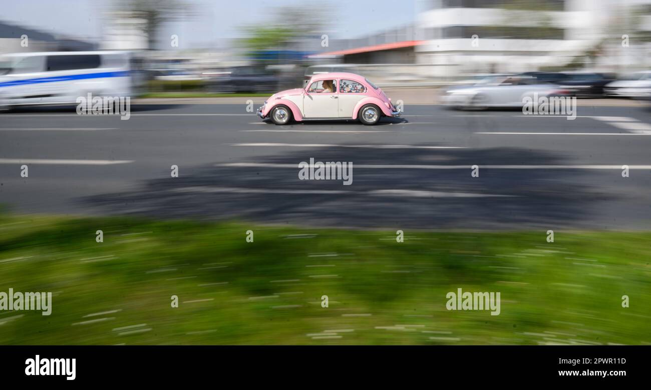 Hanover, Germany. 01st May, 2023. A Volkswagen Beetle arrives at the ...
