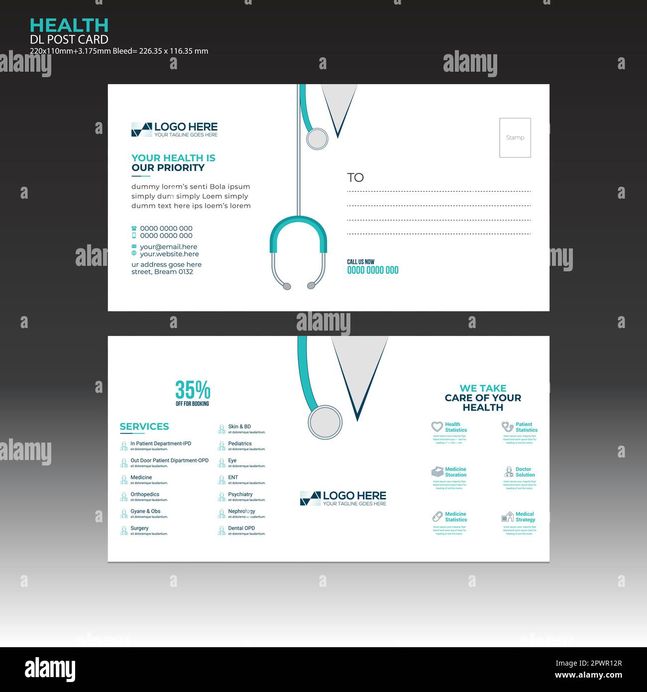 Vector health Postcard Design for invitation Stock Vector Image & Art ...