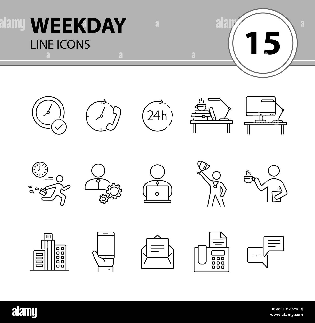 Weekday line icon set Stock Vector Image & Art - Alamy