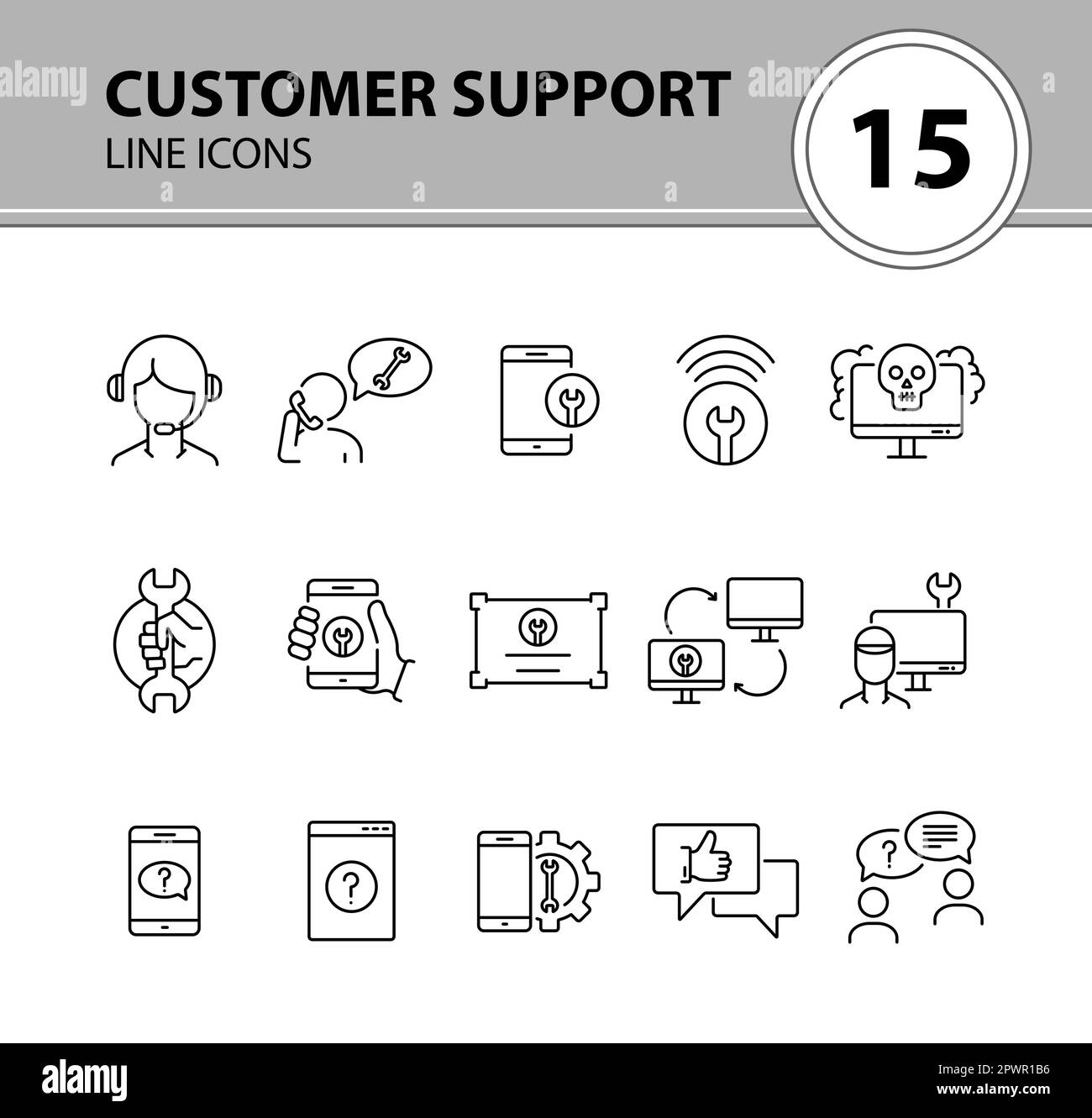 Customer support line icon set Stock Vector Image & Art - Alamy