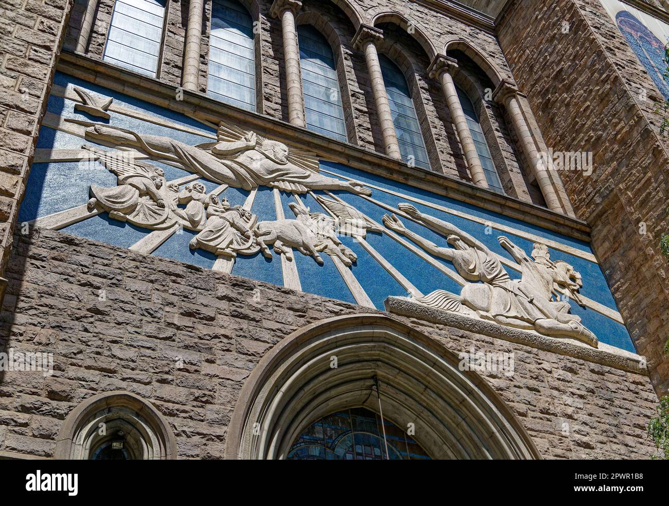 The Conversion of St. Paul, a bas relief executed in stone and glass by ...