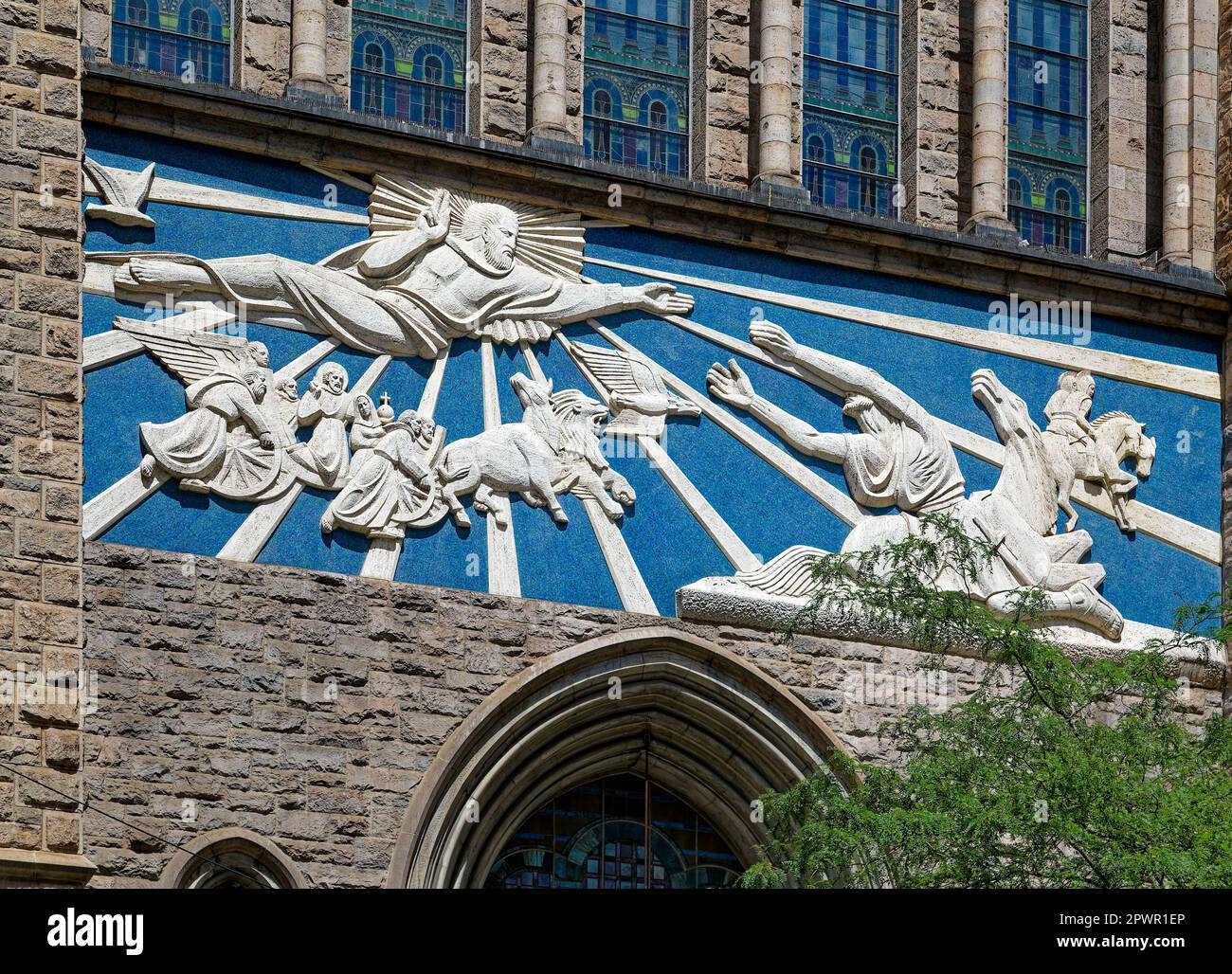 The Conversion of St. Paul, a bas relief executed in stone and glass by ...