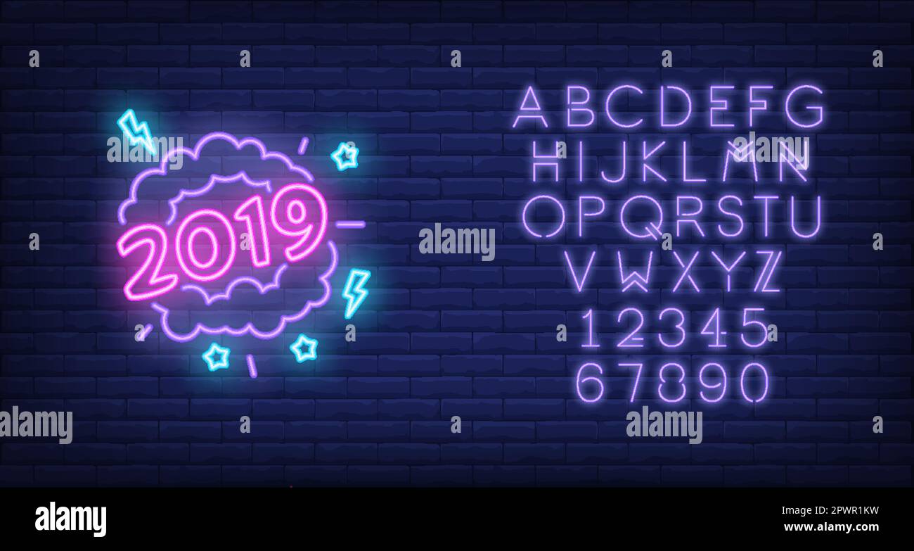 Neon twenty nineteen sign Stock Vector Image & Art - Alamy