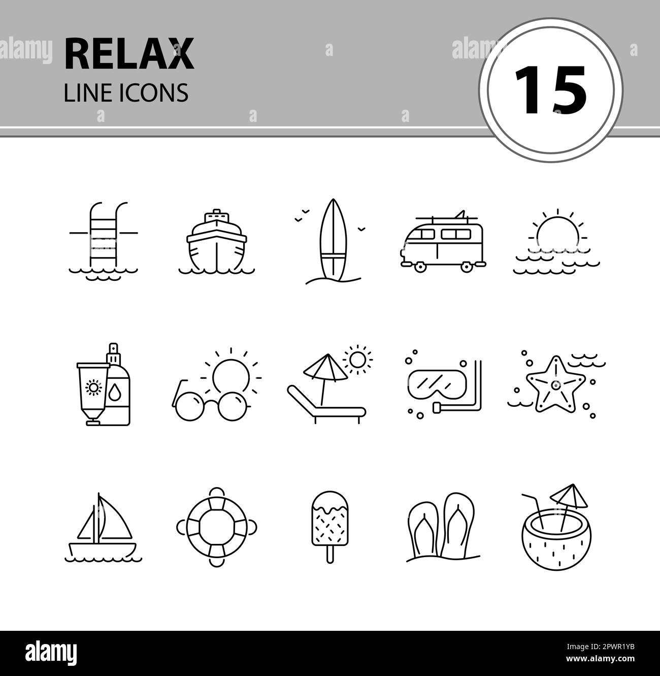 Relax line icon set Stock Vector Image & Art - Alamy
