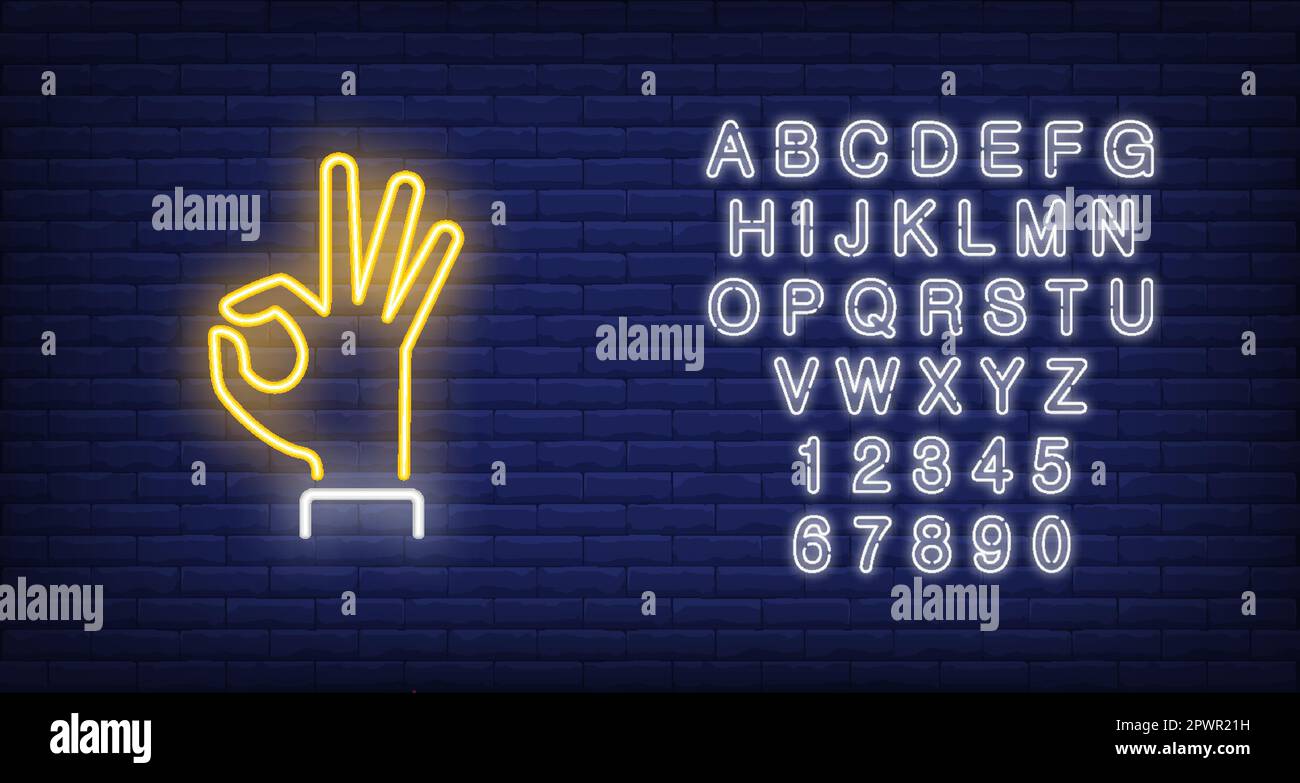 Ok gesture neon sign Stock Vector Image & Art - Alamy