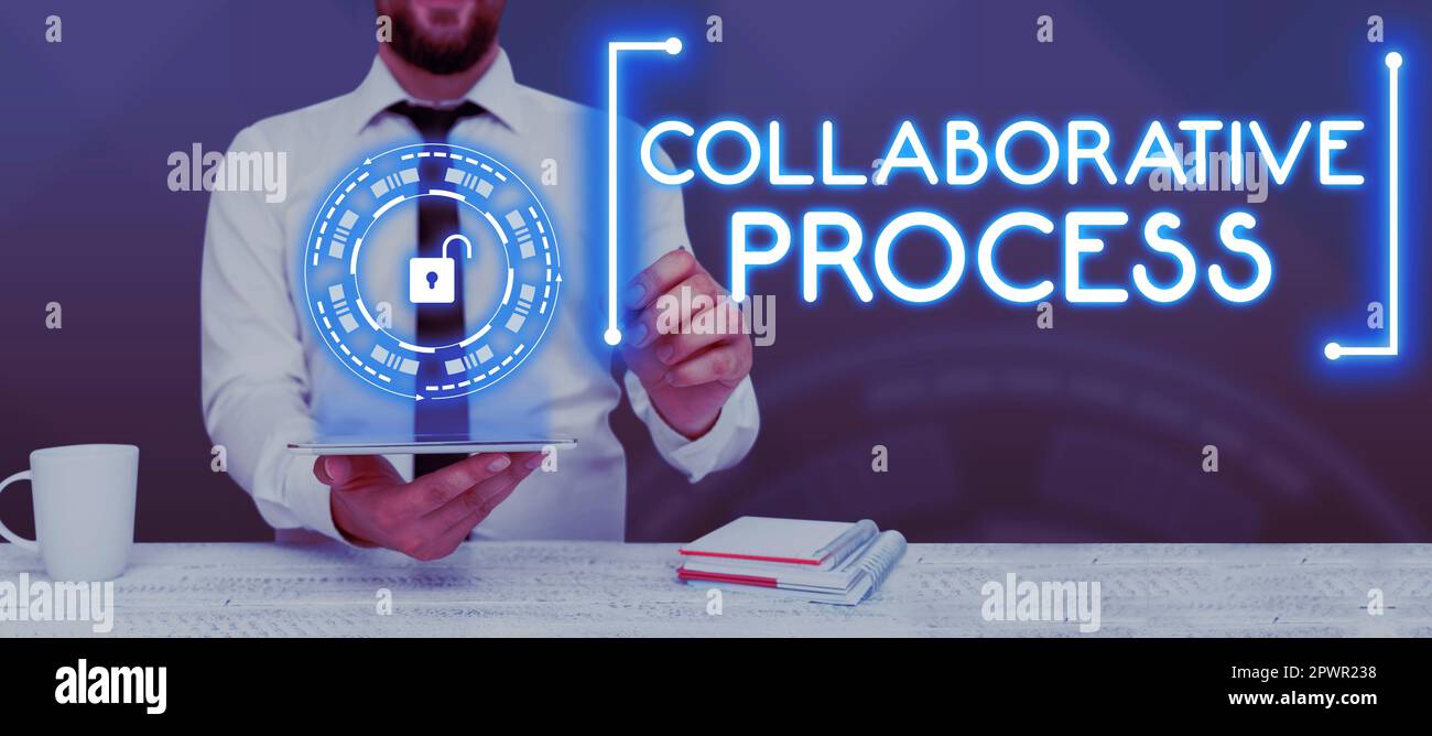 Conceptual display Collaborative Process, Business showcase people and ...