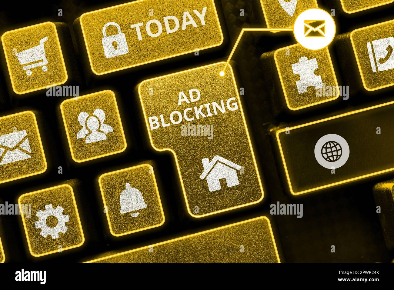 Inspiration showing sign Ad Blocking, Concept meaning program that will ...