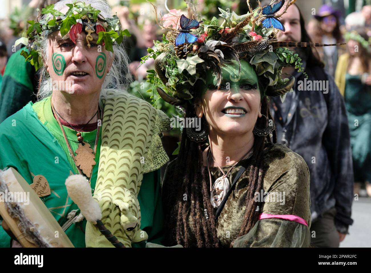 Glastonbury, Somerset, UK. 1st May 2023. People in costume in the ...