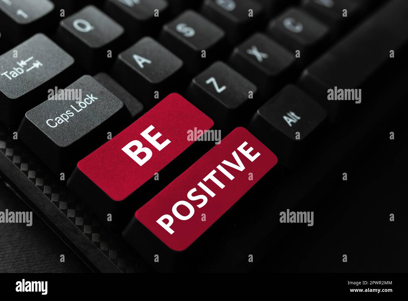 Hand writing sign Be Positive, Business approach giving cause for hope ...