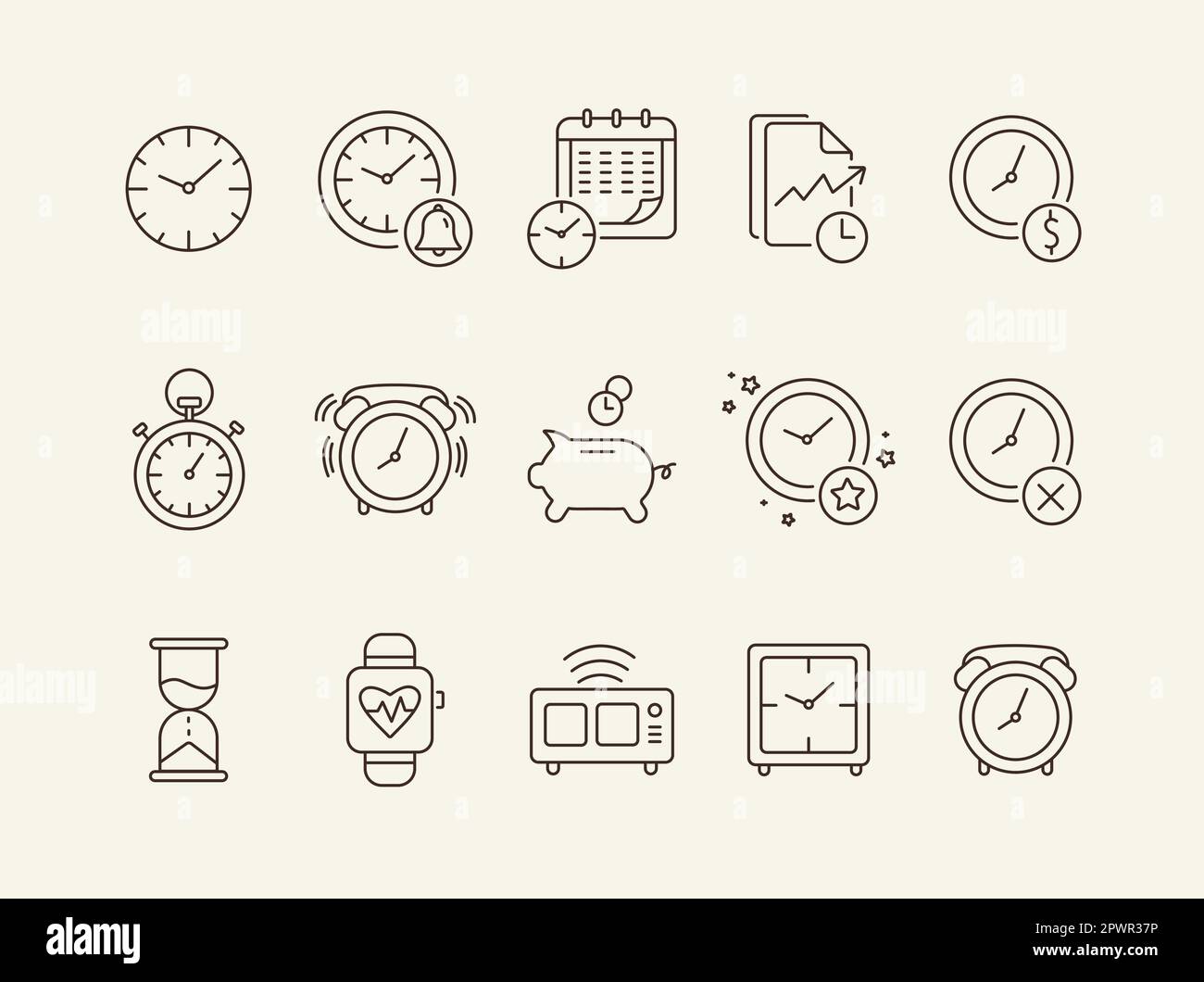 Alarm clock line icon set Stock Vector Image & Art - Alamy