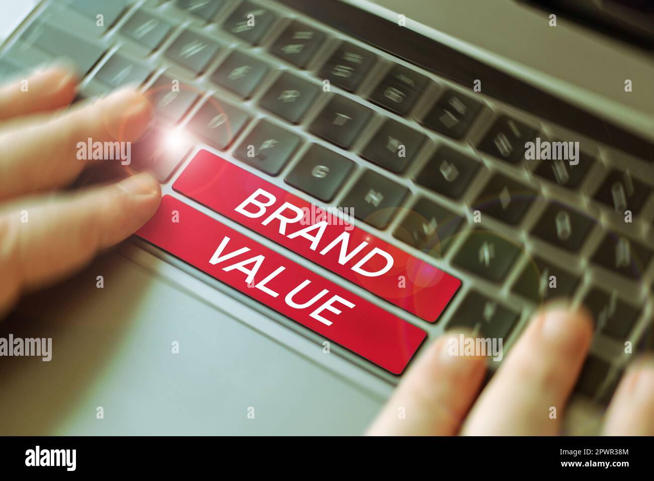 Sign displaying Brand Value, Business idea company generates from ...