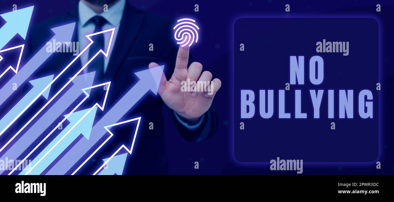Sign displaying No Bullying, Word Written on stop aggressive behavior ...
