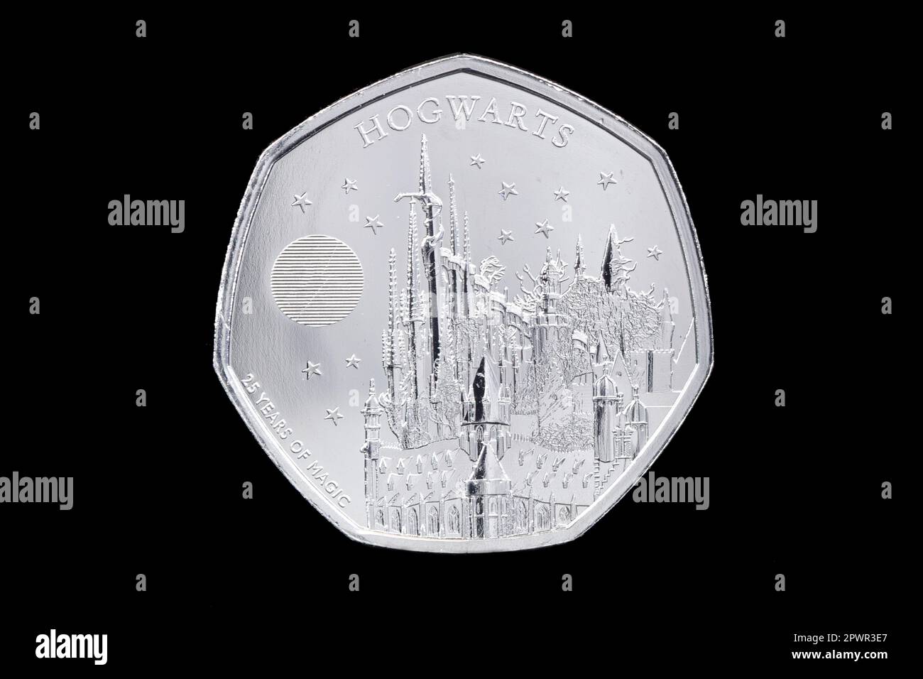 Hogwarts school of witchcraft and wizardry fifty pence hi-res stock ...
