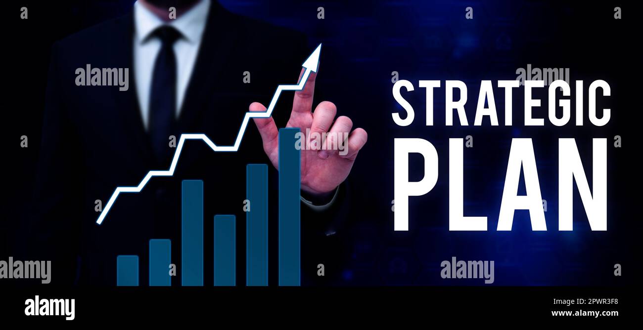 Text sign showing Strategic Plan, Conceptual photo A process of ...
