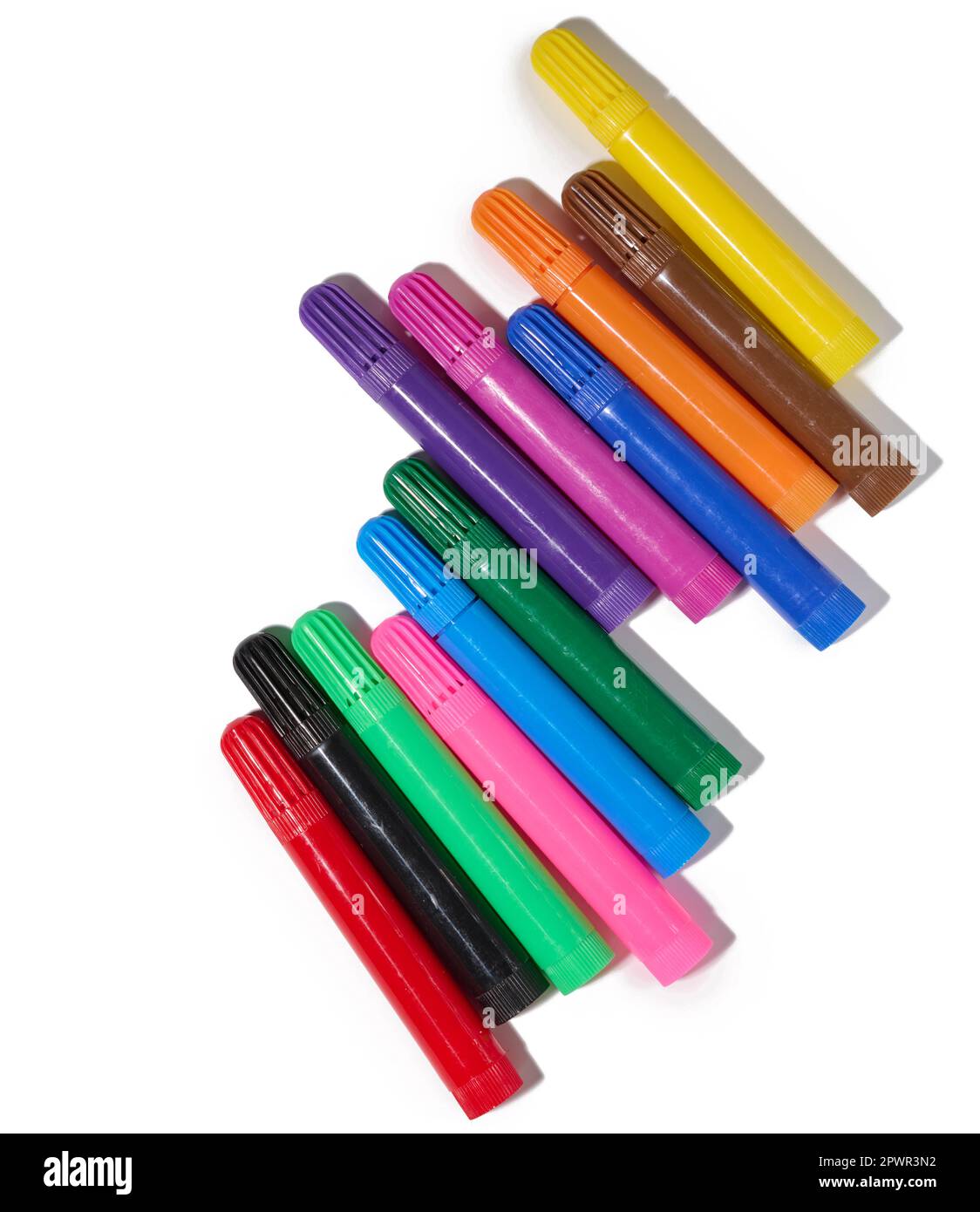 Stack of multicolored felt-tip pens isolated on white background Stock ...