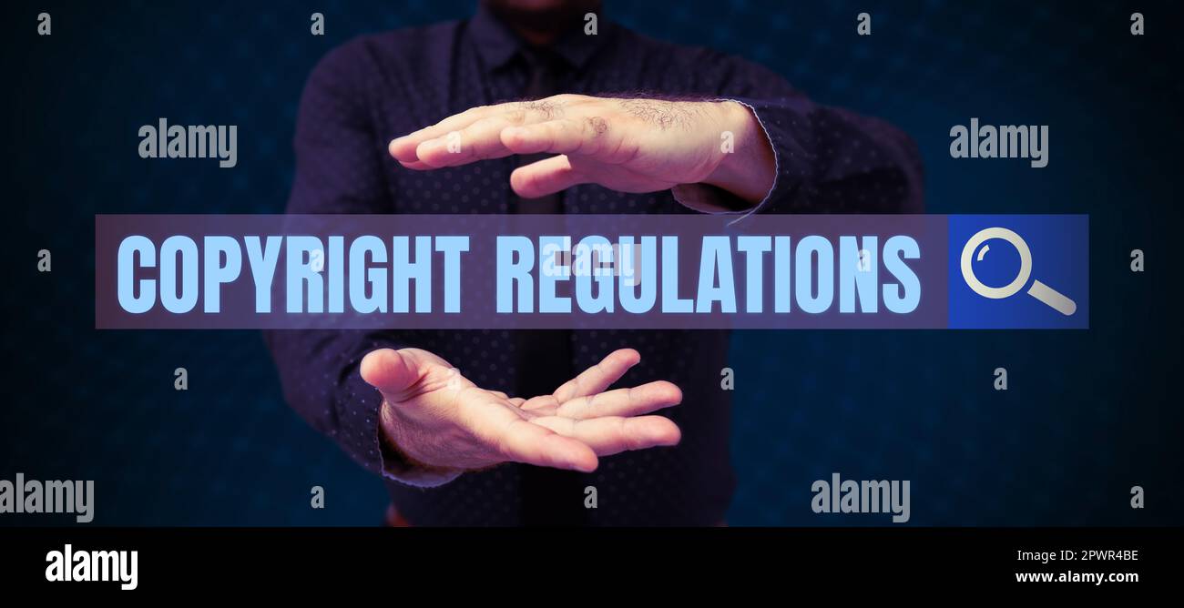 Hand writing sign Copyright Regulations, Conceptual photo body of law ...