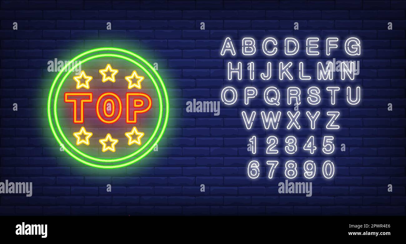 Top neon sign with stars Stock Vector Image & Art - Alamy