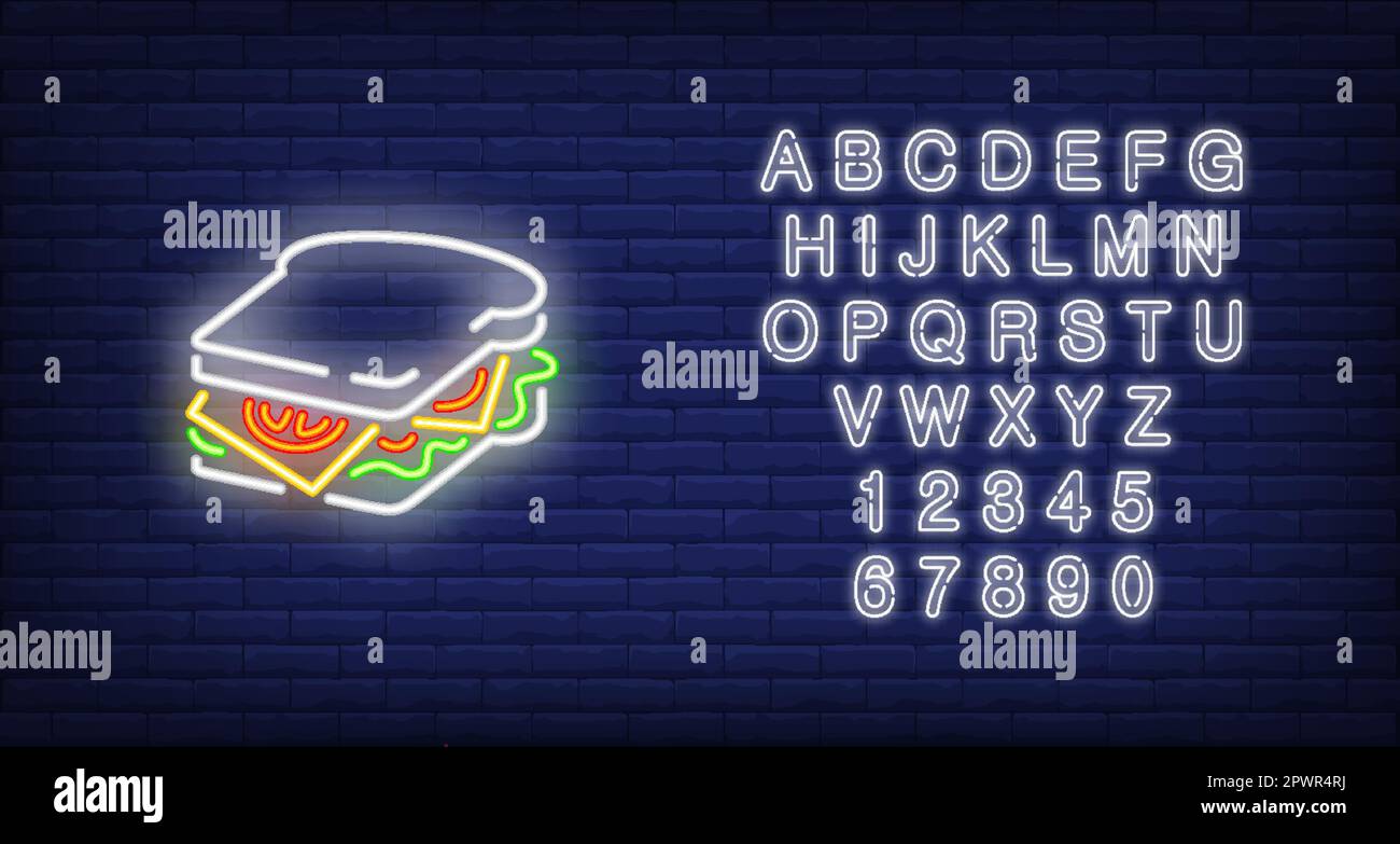 Square sandwich neon sign Stock Vector Image & Art - Alamy