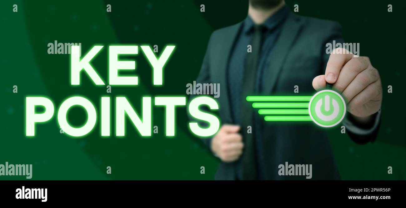 Text caption presenting Key Points, Business showcase most important ...