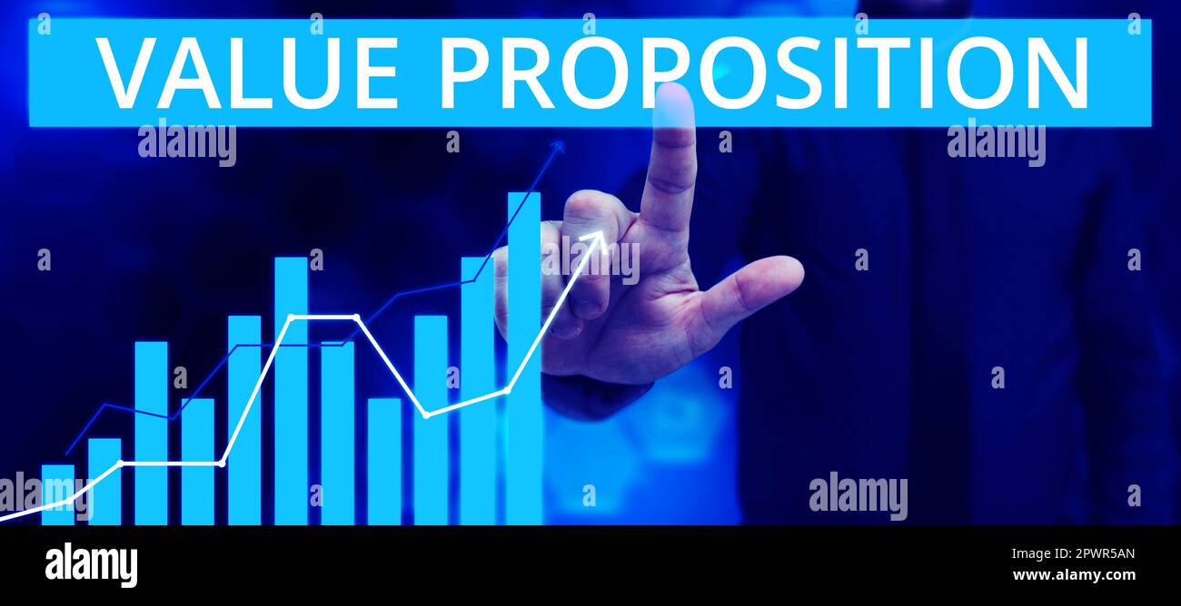 Sign displaying Value Proposition, Word for service make company or ...