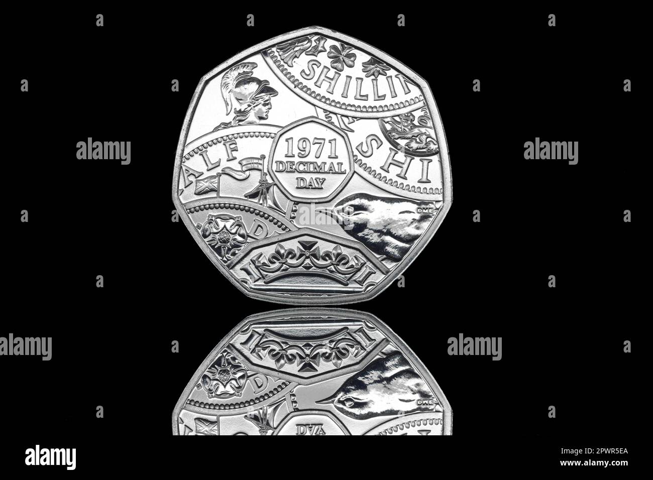 A 50p coin issued in 2021 to commemorate the 50th anniversary of ...