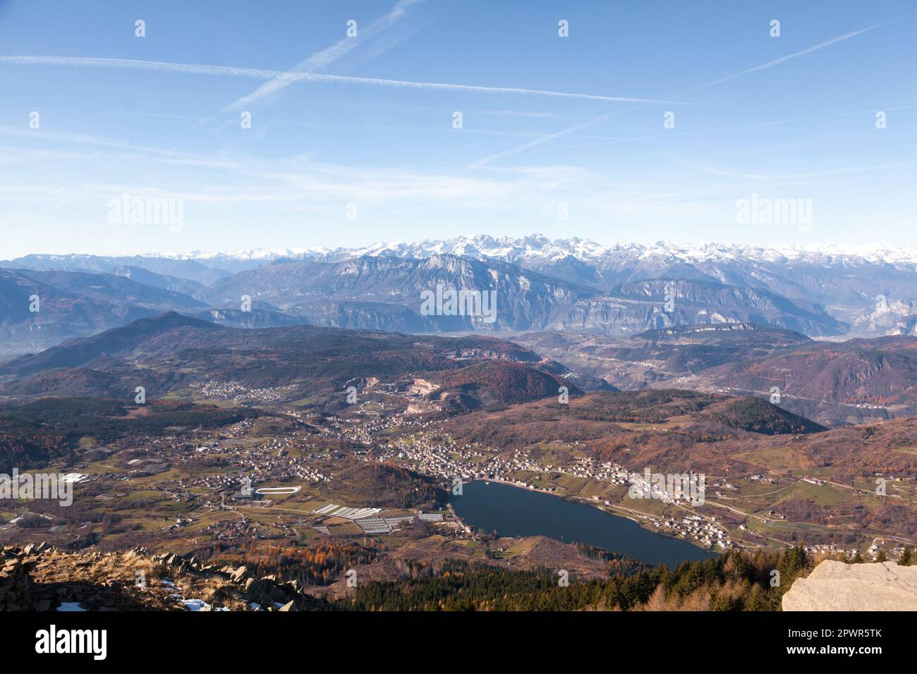 Landscape from Costalta mount top. Italian Alps panorama. Baselga di ...