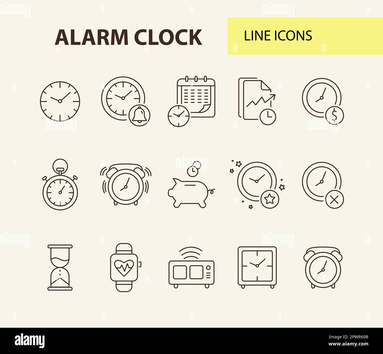 Alarm clock line icon set Stock Vector Image & Art - Alamy