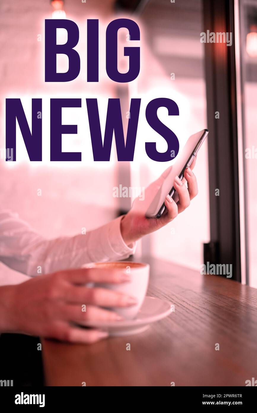 Hand writing sign Big News, Business idea knowing actions no one heard ...