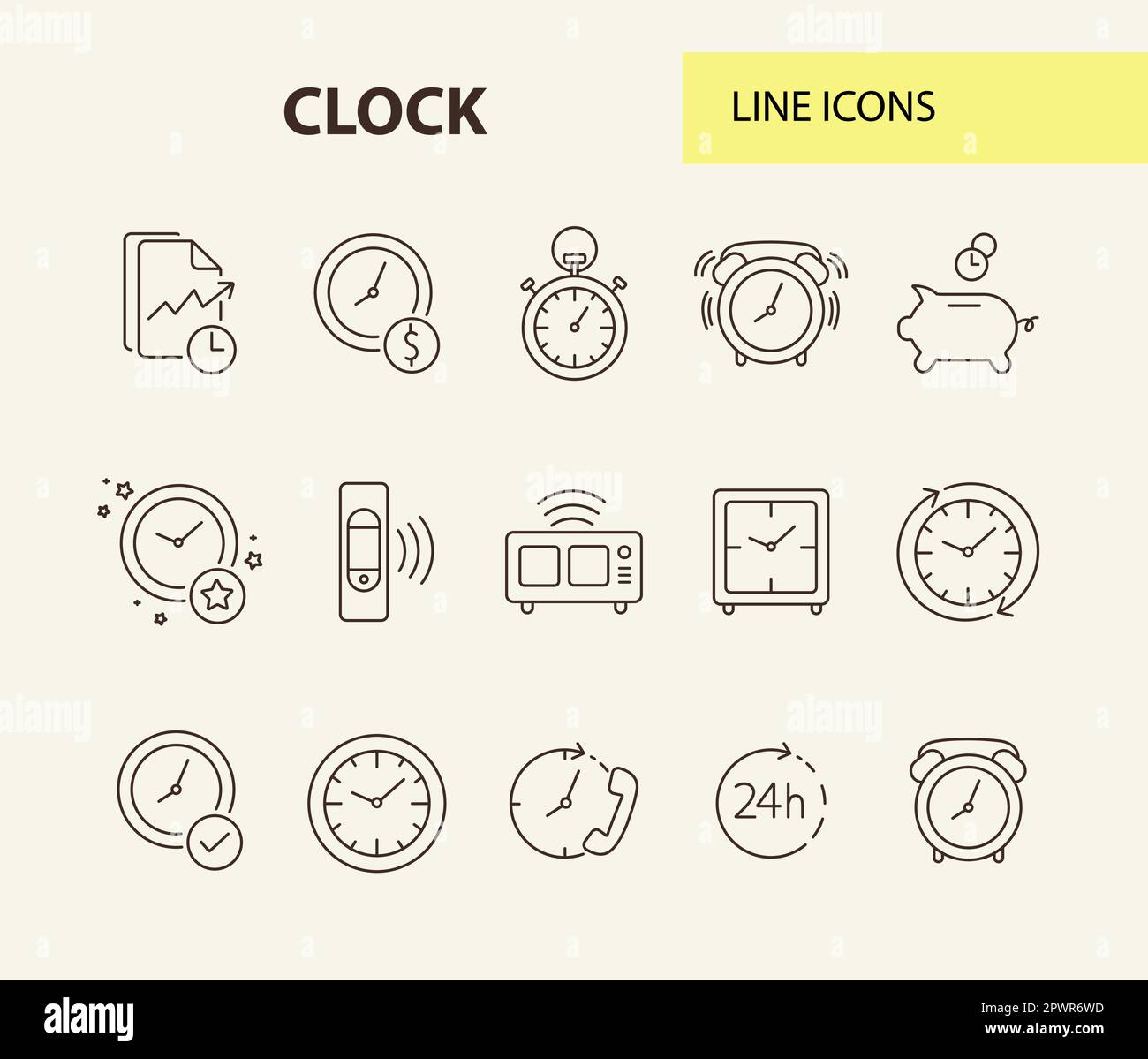 Clock line icon set Stock Vector Image & Art - Alamy