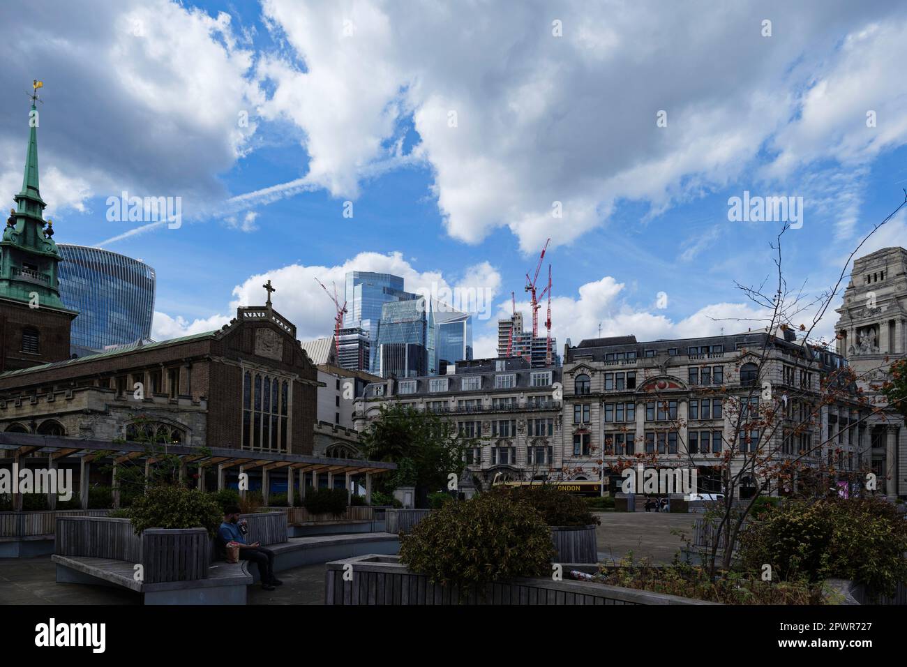 London - 05 21 2022: elevated garden near the towers of london with the ...