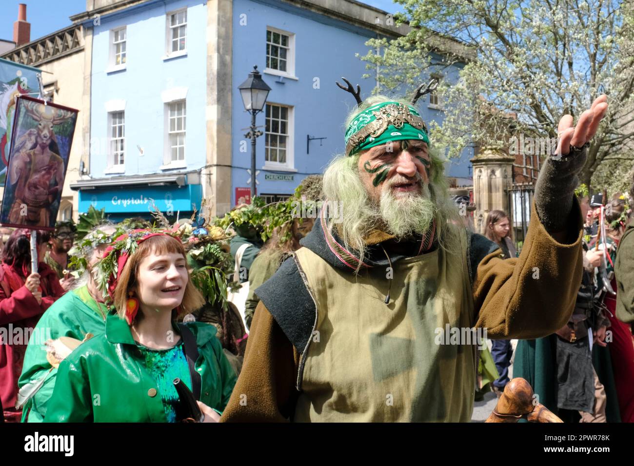 Glastonbury, Somerset, UK. 1st May 2023. Costumes are worn in the ...