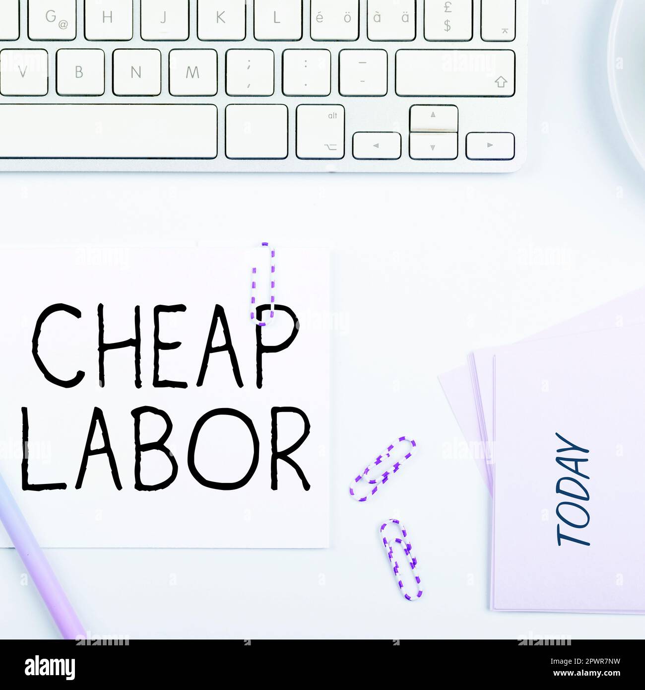 Text sign showing Cheap Labor, Internet Concept when a person works ...