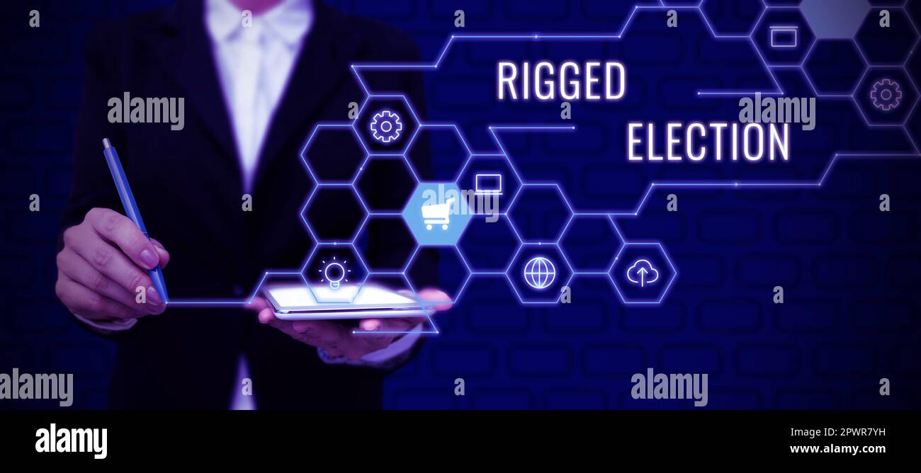 Hand writing sign Rigged Election, Word for Manage drilling operations ...