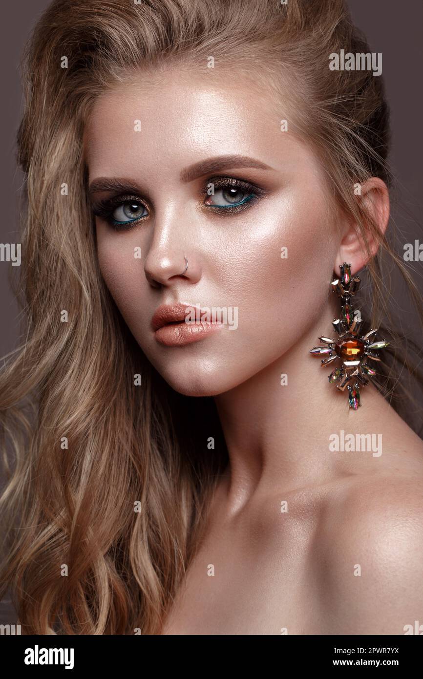 Beautiful girl with creative colorful make up. Beauty face. Photos shot ...