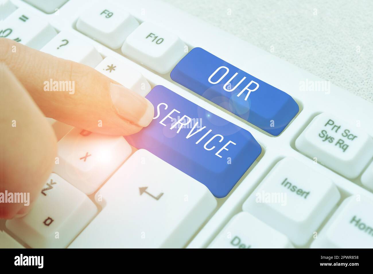 Hand writing sign Our Service, Business concept providing assistance to ...