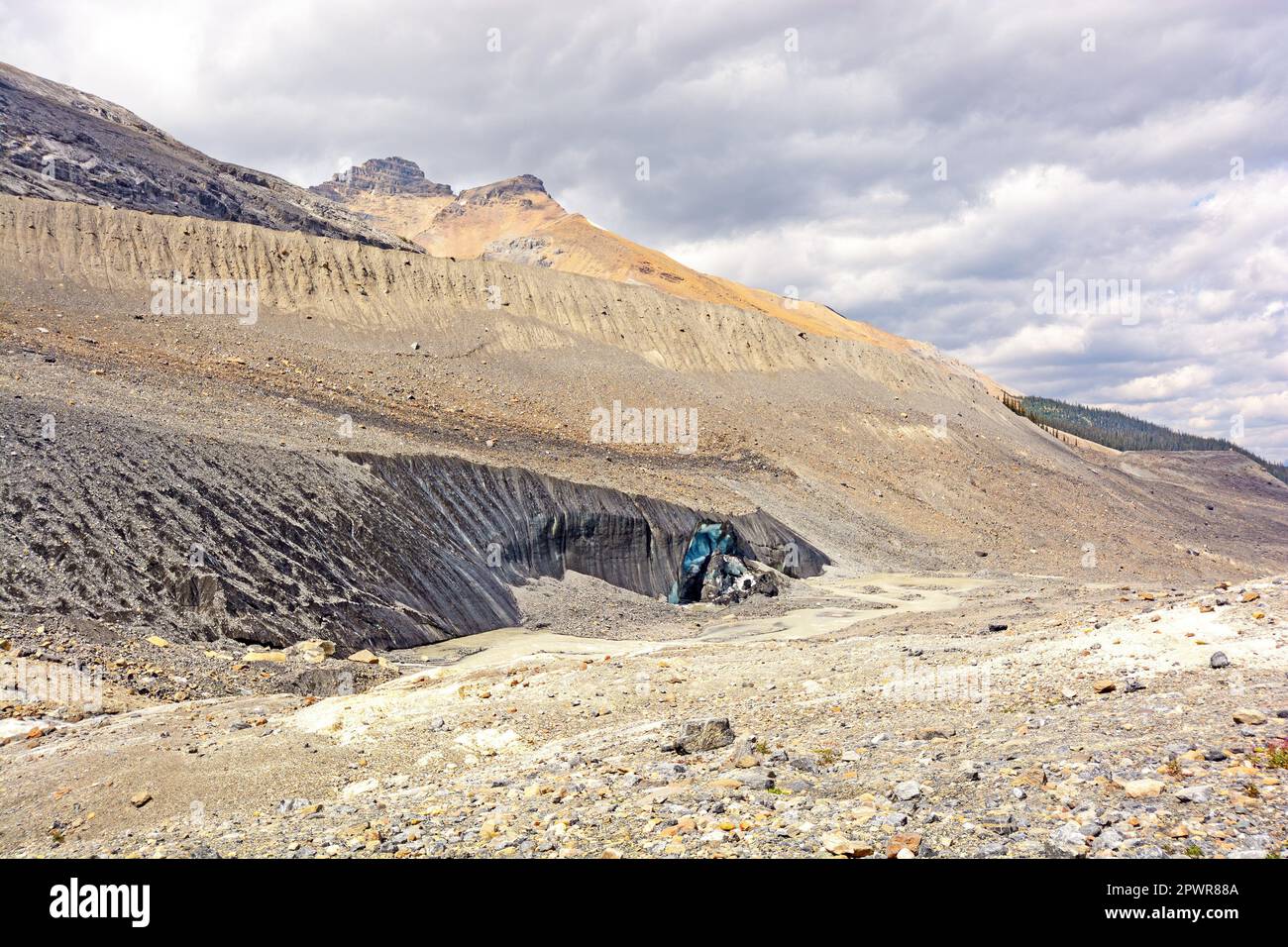 Dirty Ice and Rocky Moraines at the Toe of a the Athabasca Glacier in ...