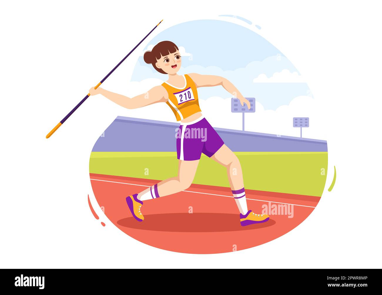Javelin Throwing Athlete Illustration using a Long Lance Shaped Tool to ...