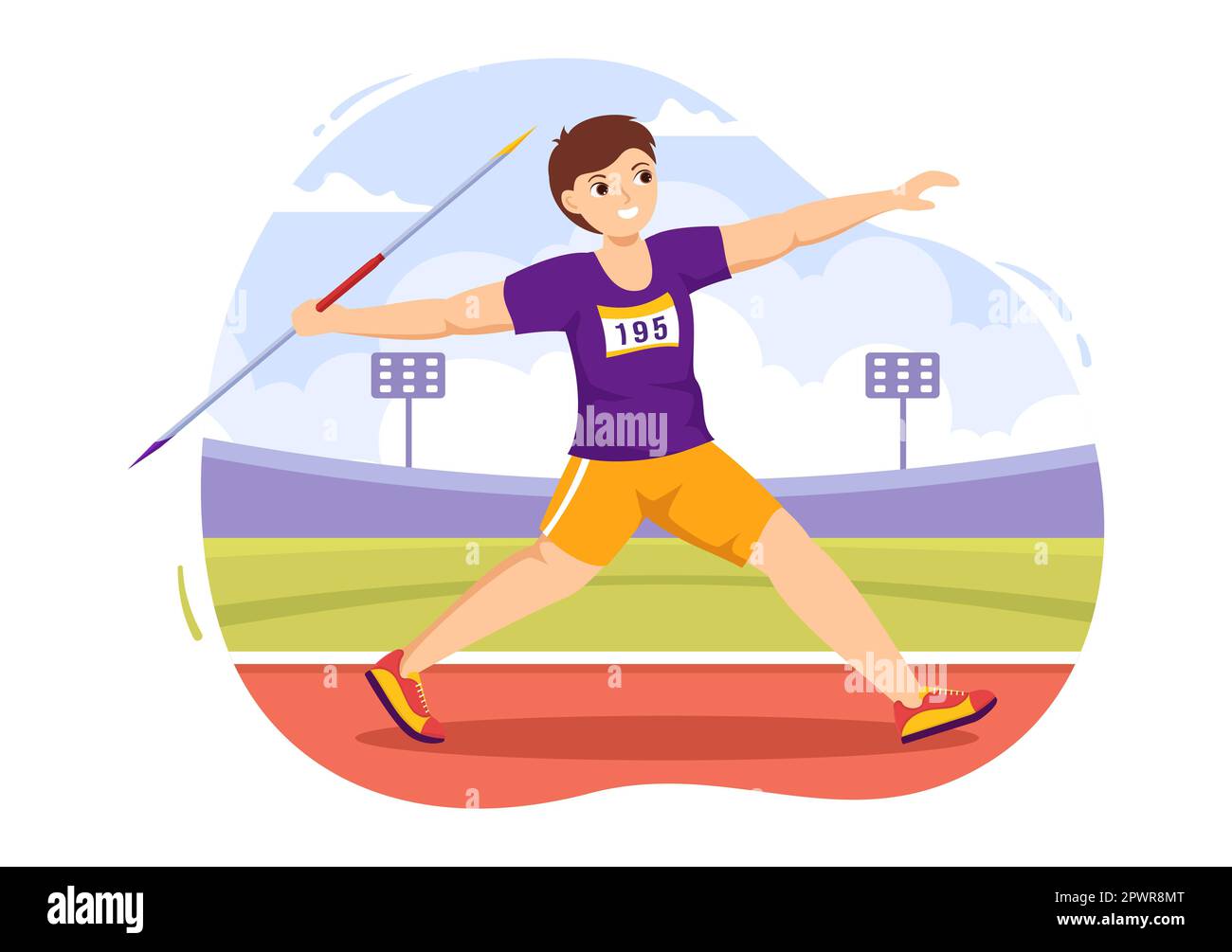 Javelin Throwing Athlete Illustration using a Long Lance Shaped Tool to ...
