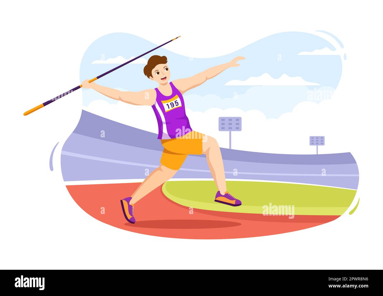 Javelin Throwing Athlete Illustration using a Long Lance Shaped Tool to ...