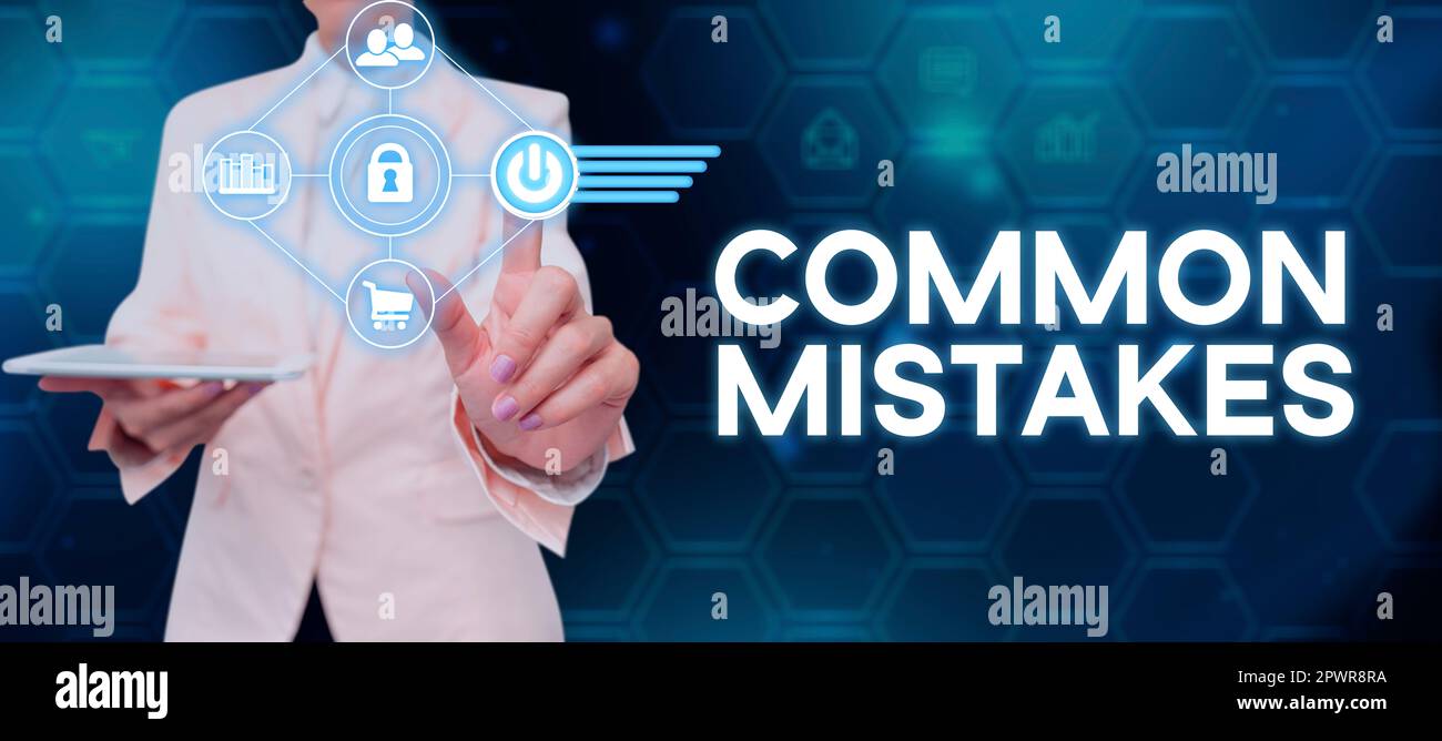 Hand writing sign Common Mistakes, Word for actions that are often used ...