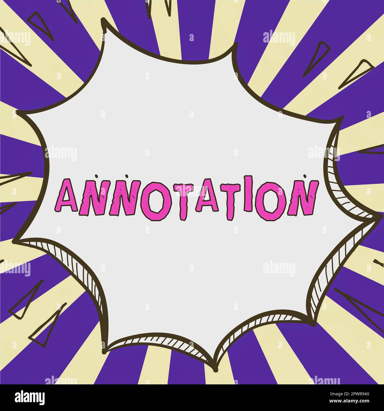 Sign displaying Annotation, Word for note added by way of comment or ...