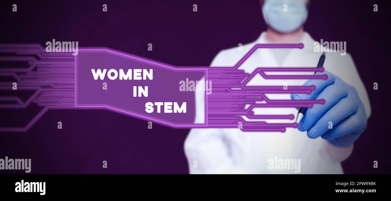 Text caption presenting Women In Stem, Word for Science Technology ...
